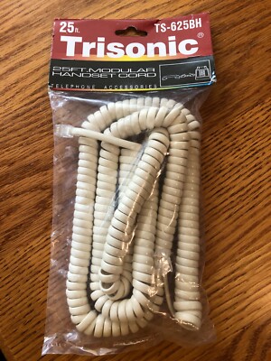 Trisonic 25 Feet Modular Handset Cord white Telephone Accessories | eBay