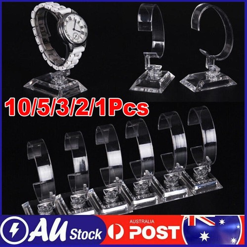 10*Transparent Acrylic Wrist Watch Display Rack Holder Sale Show Case ...