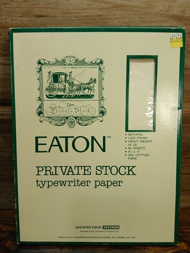 Vintage Eaton Private Stock Typewriter Paper Grey Laid Finish 24 LB 80 ...