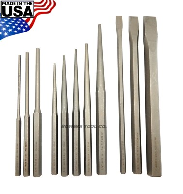Wilde Long Punch and Chisel Set 11pc XL Pin & Taper Punches Made in USA ...