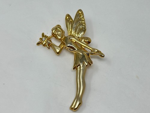 Vintage Goldtone Clear Rhinestone Tinkerbell Fairy Brooch Pin | eBay