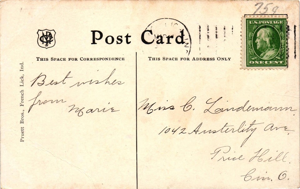 Pluto Springs French Lick Indiana Vintage Postcard Posted One Cent ...