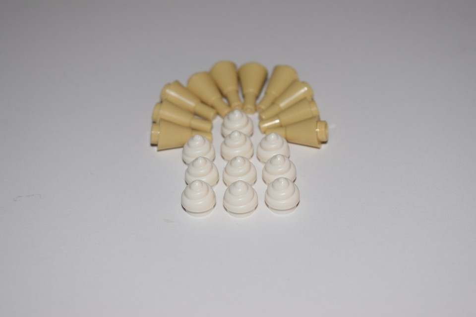 Lego Ice Cream Cone Lot 1x1 Round with Decorative Top 53119 White ...