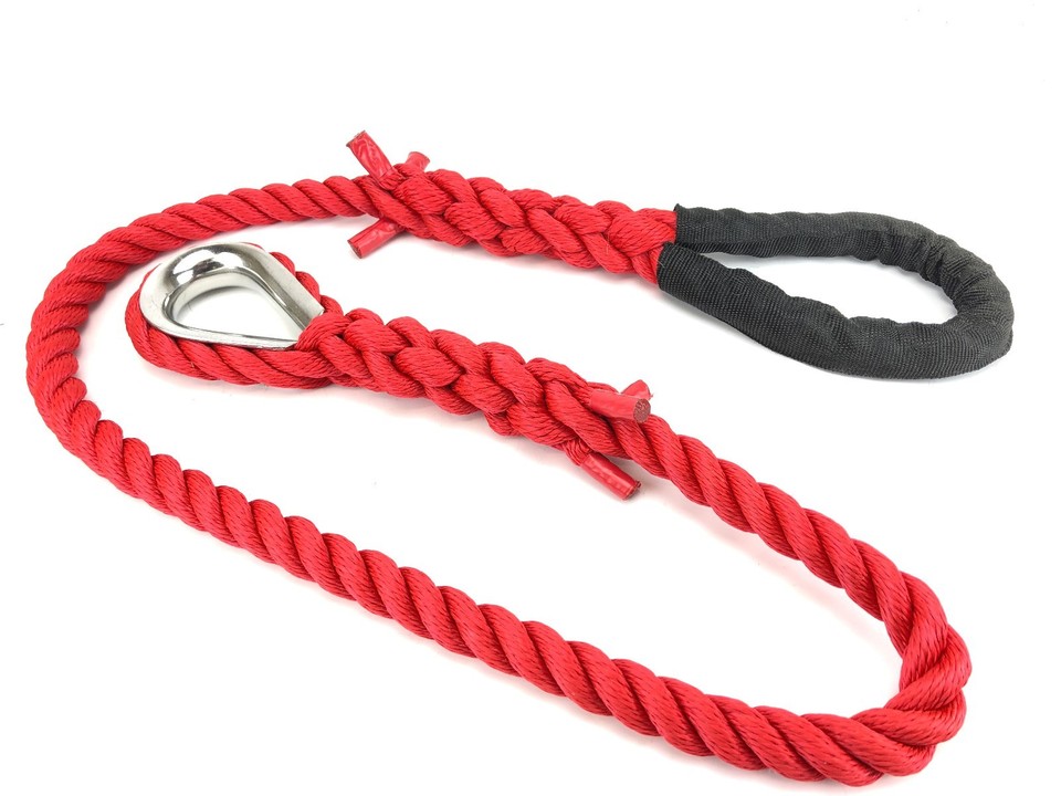 MOORING ROPE STROP - 3 STRAND RED SOFTLINE ROPE CHOOSE DIAMETER and ...