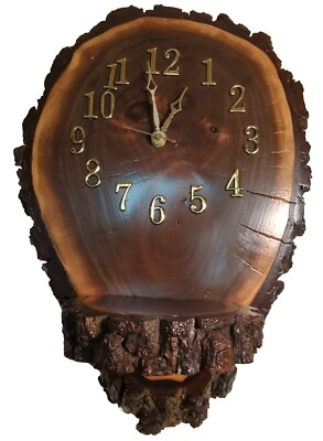Vintage Live Edge WALL CLOCK Natural Solid Wood Slab Rustic Tree Slice ...