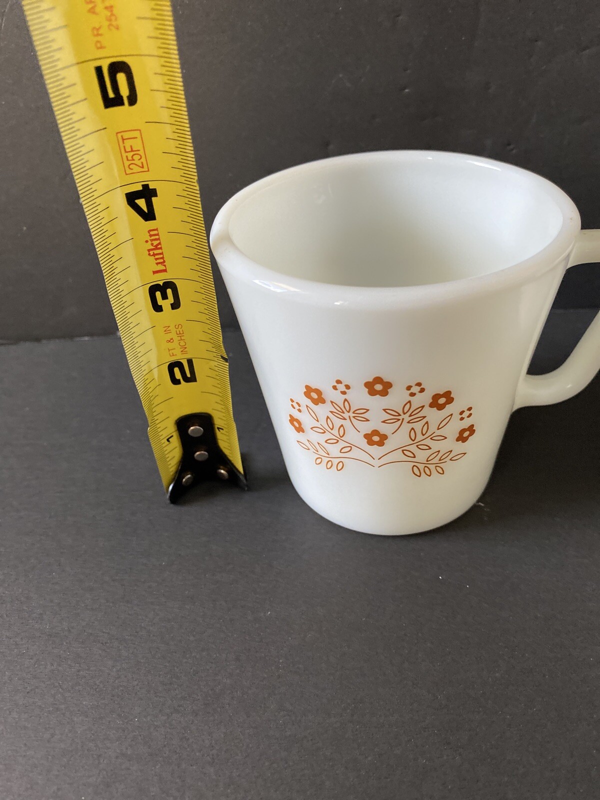 Vintage 2 Pyrex Milk Glass Coffee Cups with Brown Floral Image on Both ...