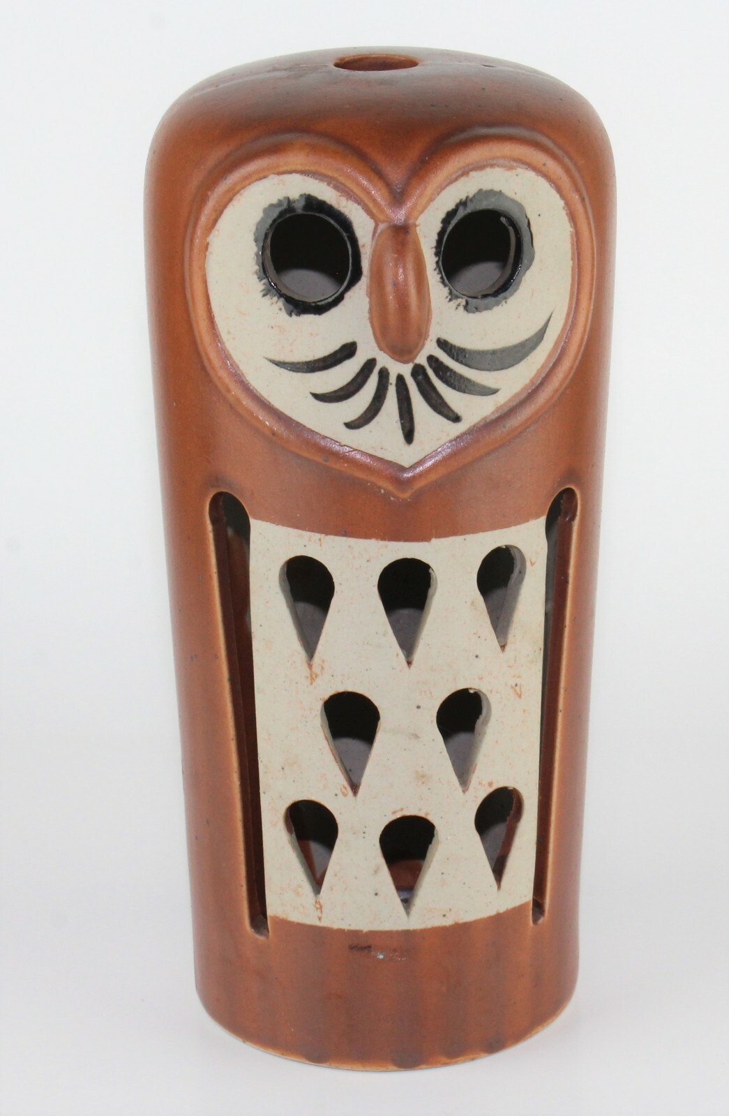Tall Pottery Abstract Brown Owl Candle Holder Display Décor Accent ...