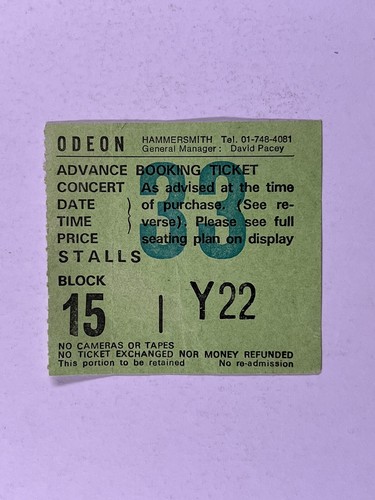 Gary Numan Ticket Original Vintage Odeon Hammersmith Exhibition Tour ...