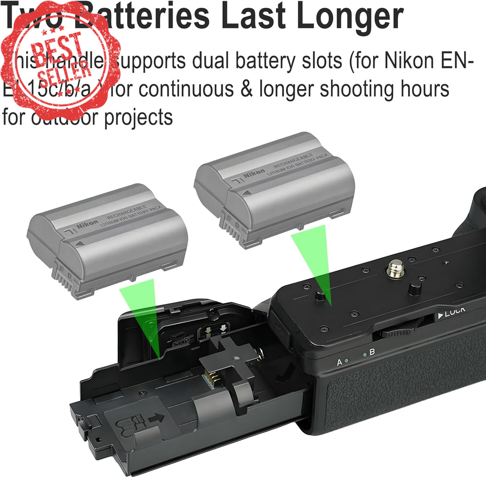 MB-N14 Battery Grip for Nikon Z6III Z5II w/ Dual EN-EL15 Support ...