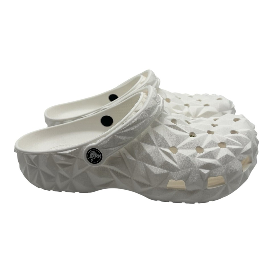 Crocs Classic Geometric Clogs Mens 10 Womens 12 White Slides Sandals ...