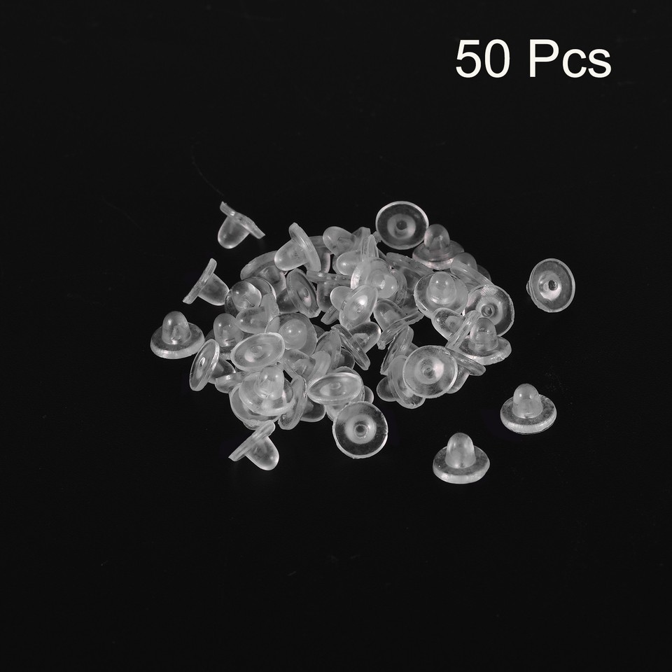Earring Backs, 50pcs - Silicone Soft Earring Backs for Studs (Clear,8mm ...