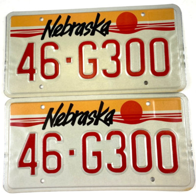 Vintage Nebraska 1990 Natural Auto License Plate Set Merrick Co 46-G300 ...