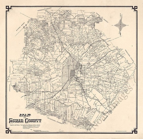 Bexar County Land ownership map Texas 16x16 | eBay