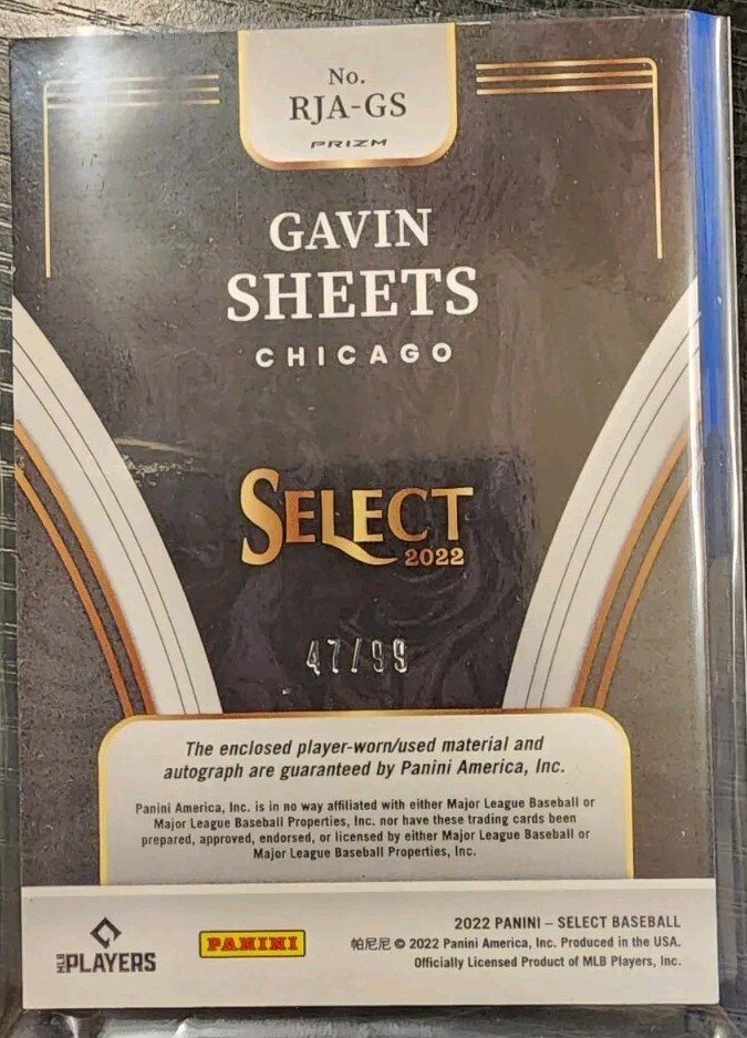 Gavin Sheets 2022 Select Rookie Jersey Autographs Tri-Color #47/99 ...