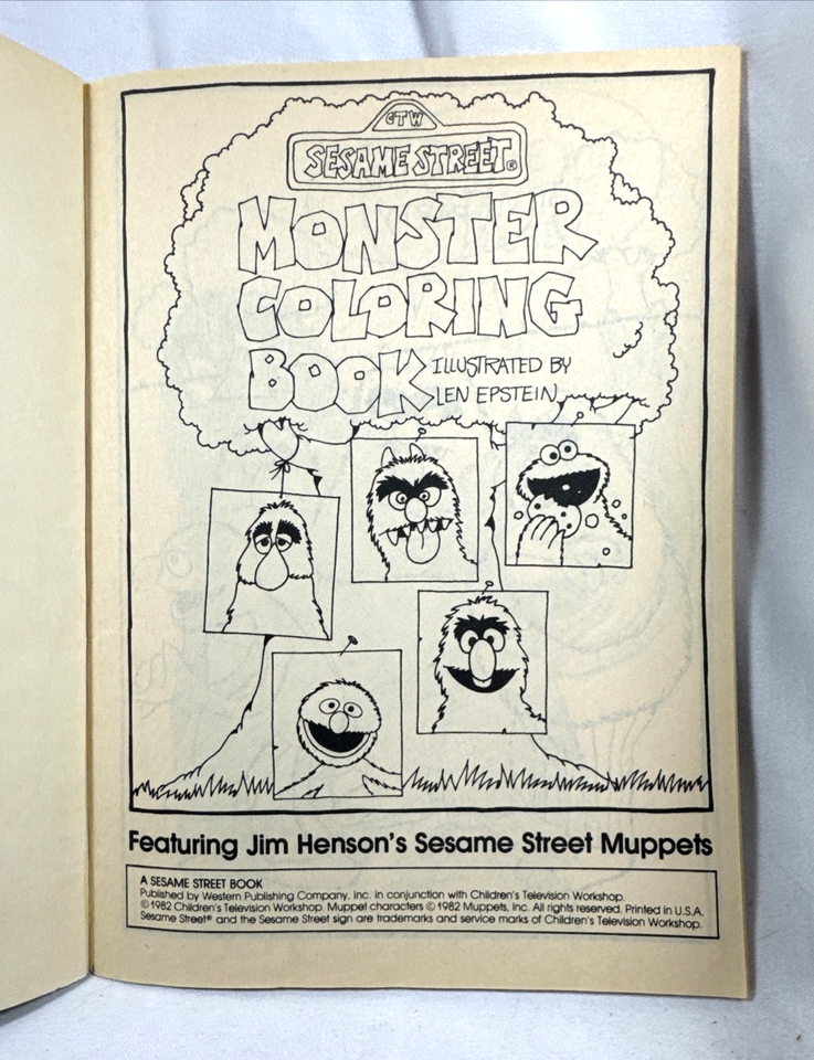 VTG LOT OF 2 MONSTER SESAME STREET COLORING 1982 GOLDEN COOKIE SHAPE ...