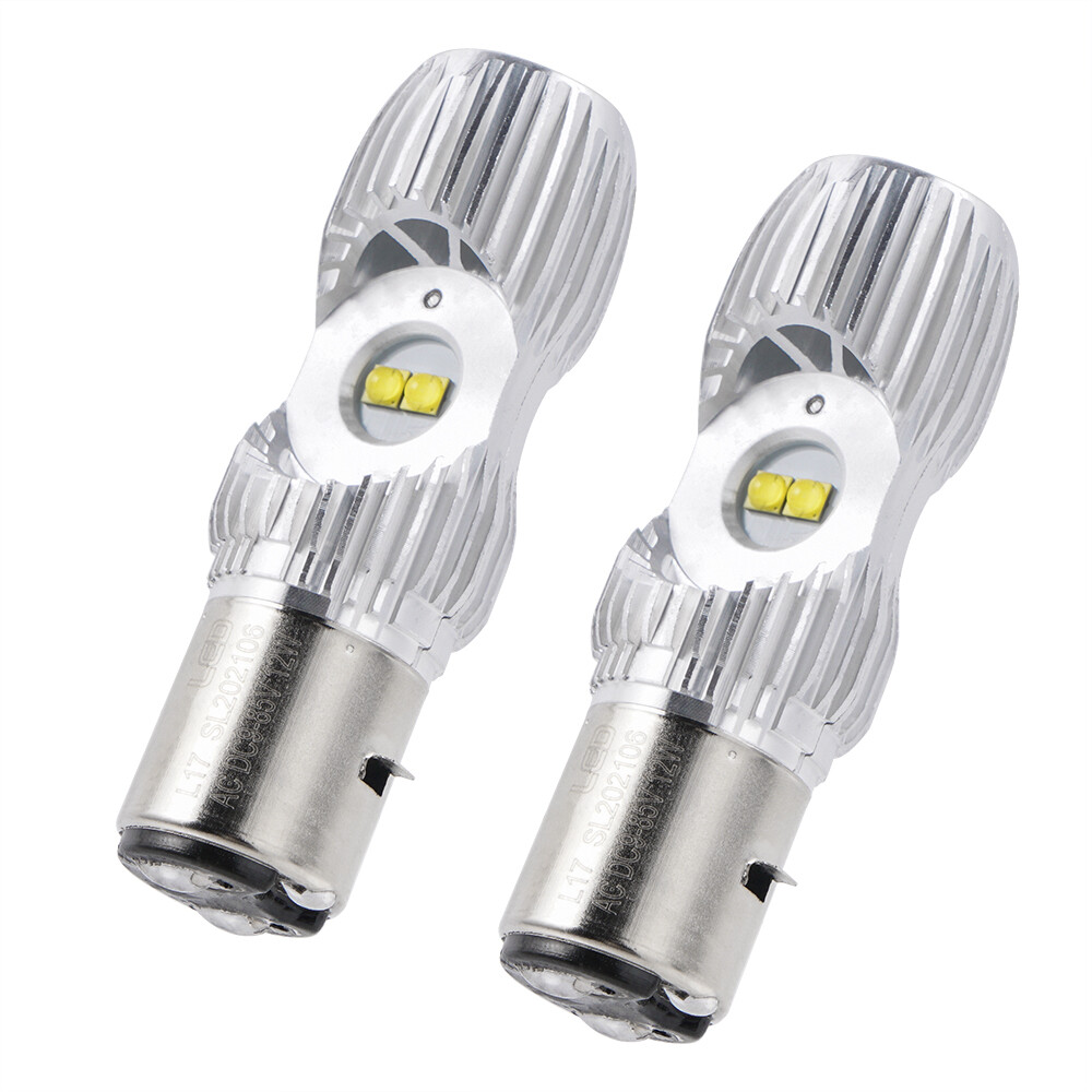 2x BA20D H6 S1 S2 LED White Motorcycle Headlight Globes ATV Hi/Lo Beam ...