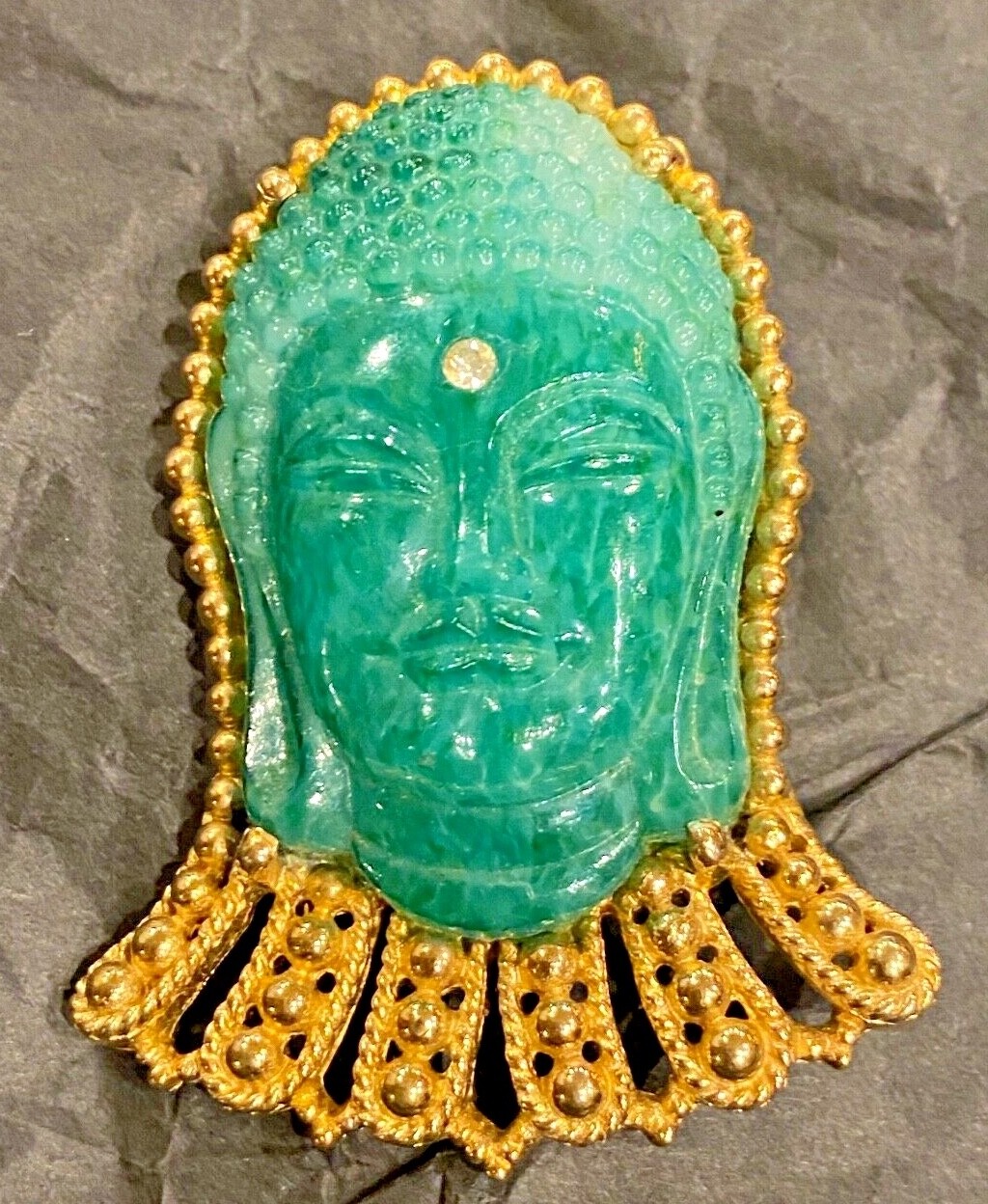RARE VINTAGE CINER BUDDHA BROOCH PENDANT SIGNED - Gem