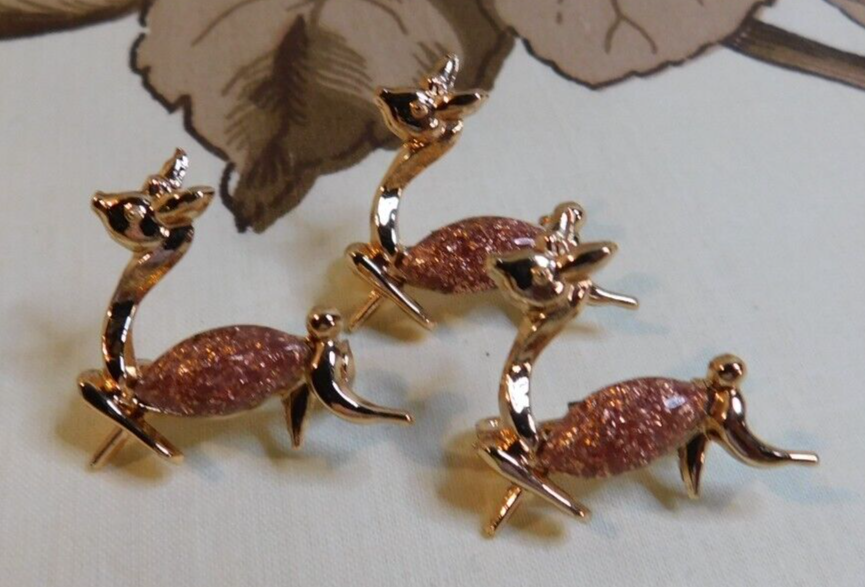SCATTER PINS~ MID CENTURY MODERN~3 INDIVIDUAL DEER PINS/ BROOCHS~1 1/8 ...