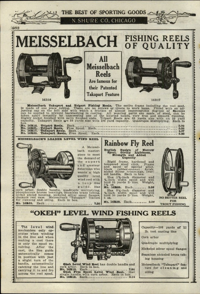 1925 PAPER AD Fishing Reel Heddon South Bend Pflueger Meisselbach Okeh ...