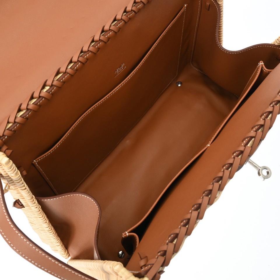 HERMES Kelly 35 Picnic VaudBarenia Natural / Forb/Gold Metal Women 2WAY ...