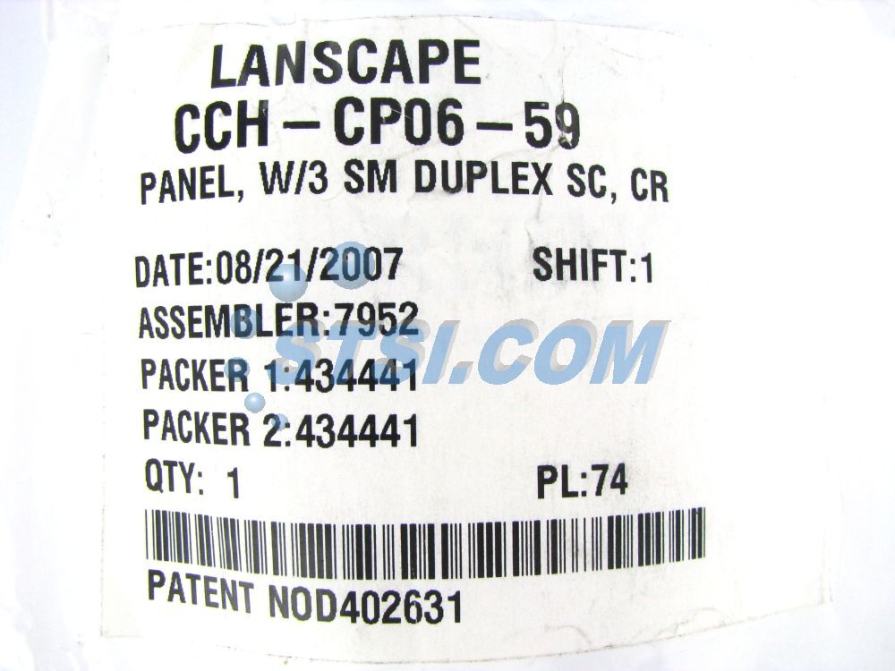 Corning Cch-cp06-59 Patch Panel 3 SC Duplex Os2 Singlemode Adapters ...