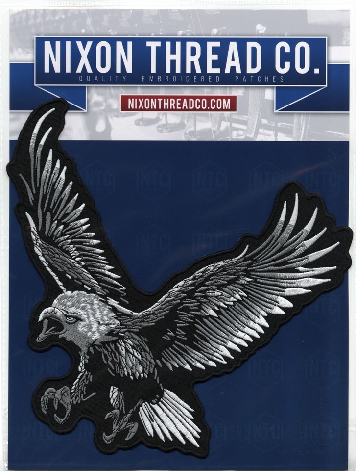 Silver Eagle Patch 9.5" | Freedom Military Embroidered Iron On Large | eBay