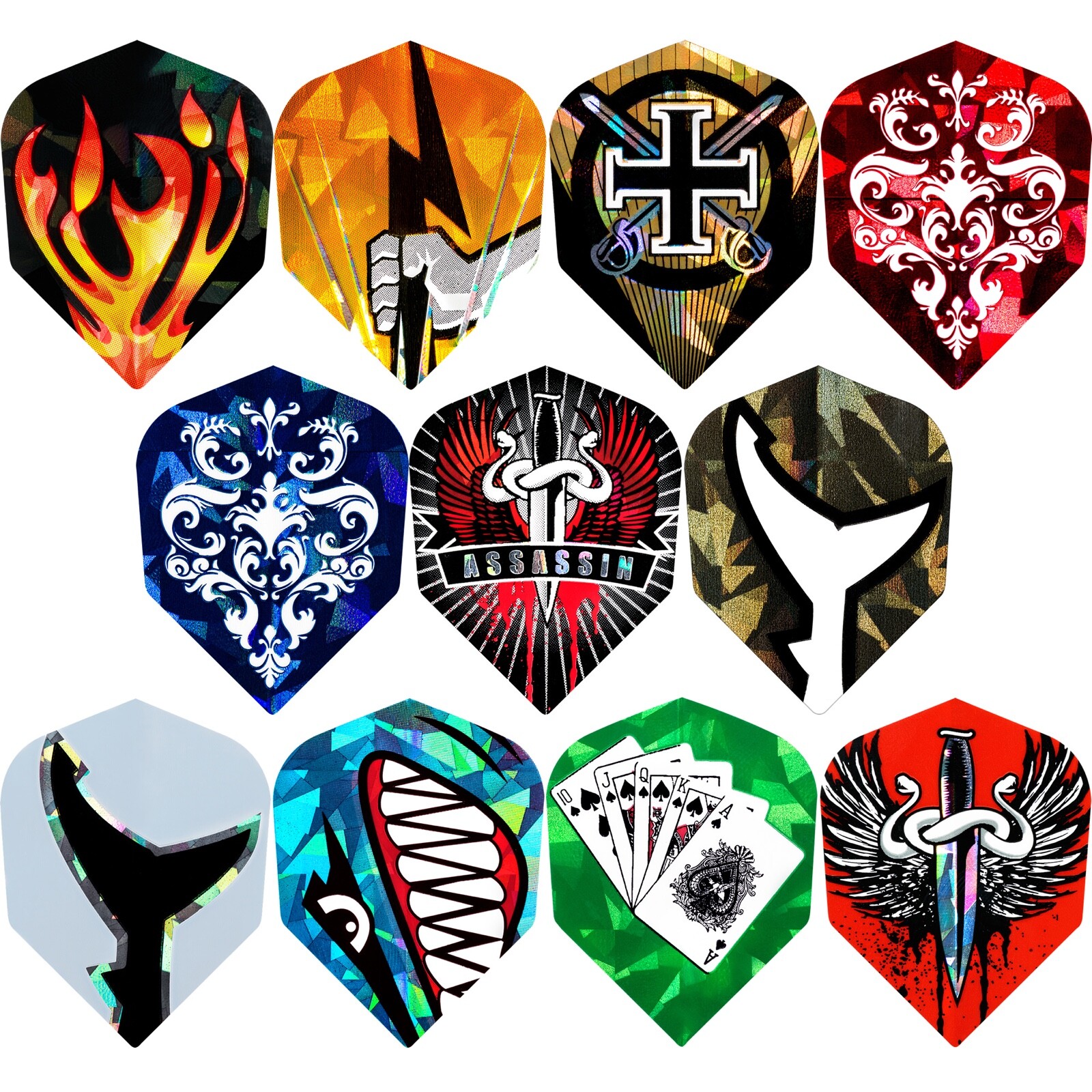 15 SETS [15] Harrows Hologram Dart Flights Standard 11 Designs ...
