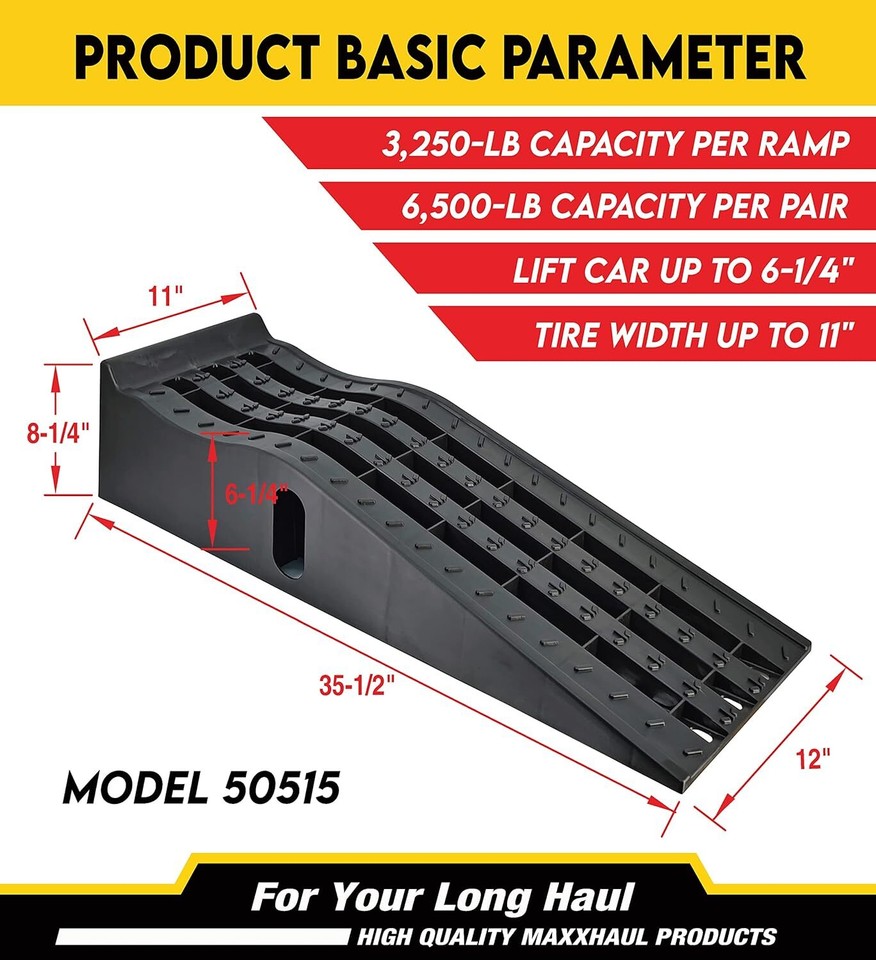 2-Pack MaxxHaul Plastic 6" Lift Car Service Ramps Tire Ramp for Vehicle ...