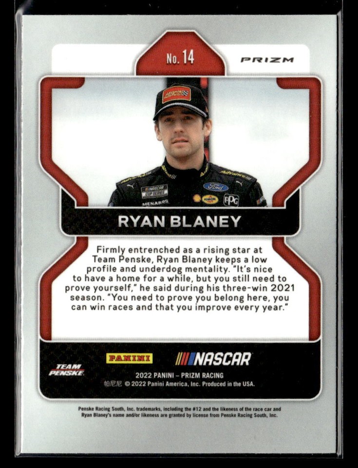 2022 Prizm Red White & Blue #14 Ryan Blaney Near Mint | eBay