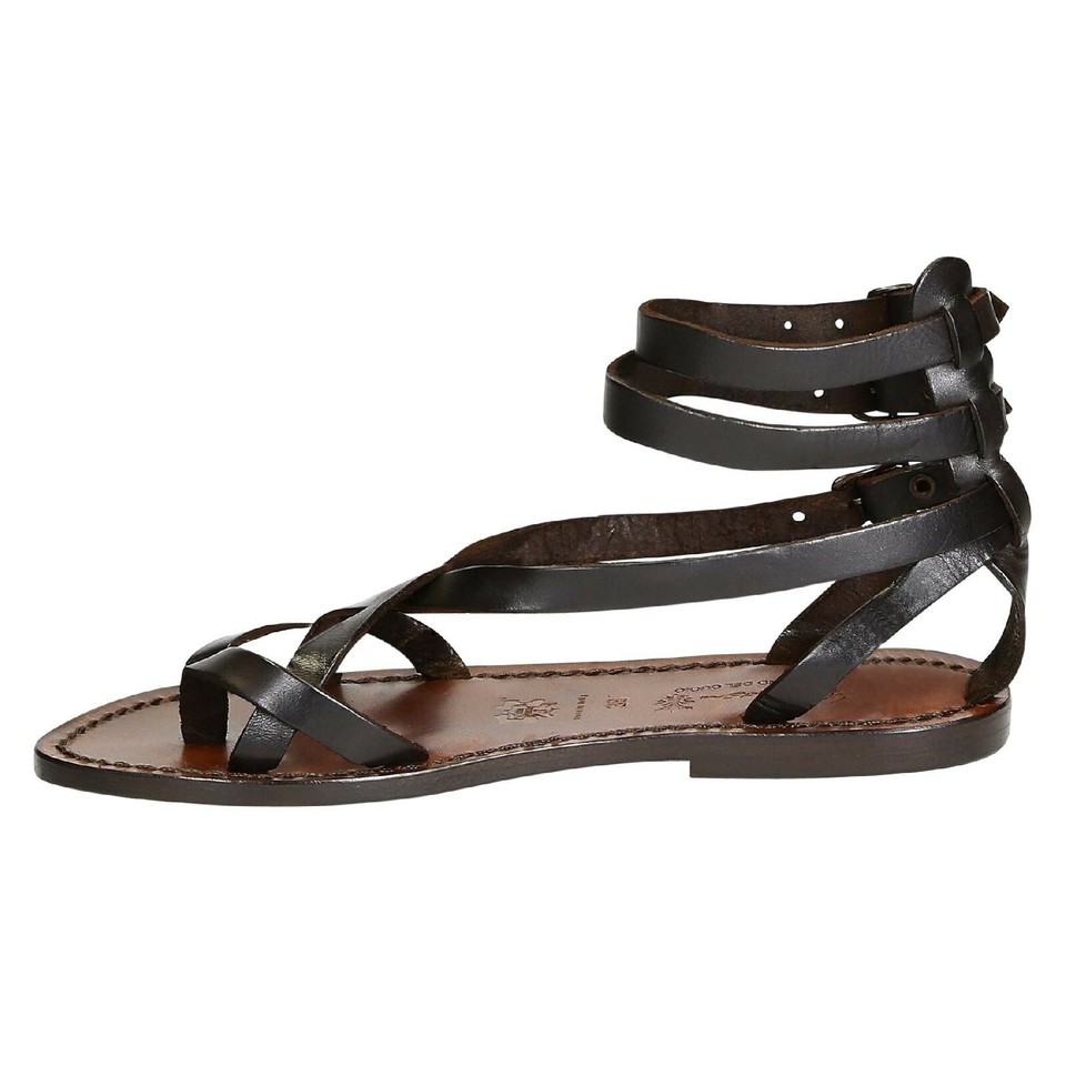 Handmade women's slave sandals in dark brown leather Made in Italy | eBay