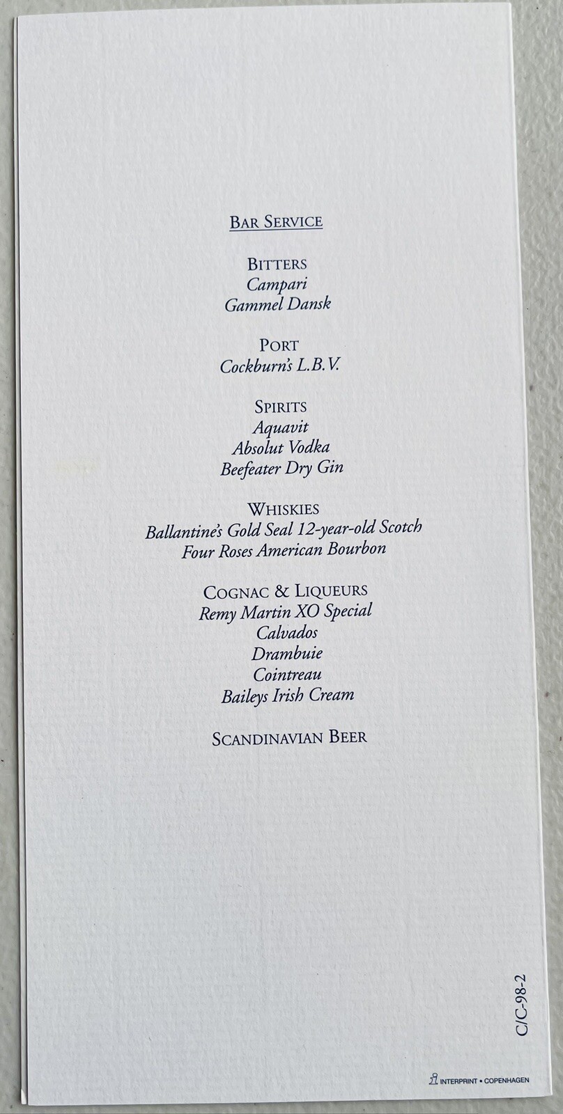 SAS Scandinavian Airlines EuroClass Wine List Menu - Copenhagen-USA 2/ ...