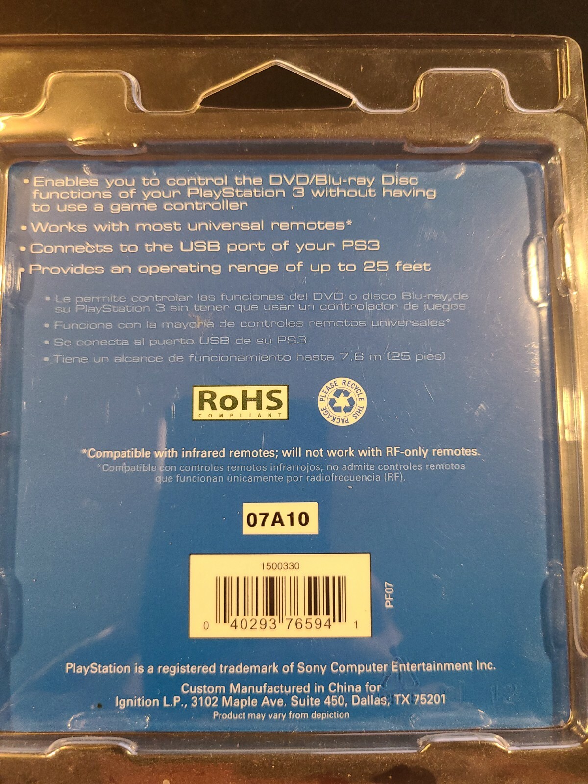 Auvio Universal Remote Control Receiver for PlayStation 3 Ps3 Harmony ...