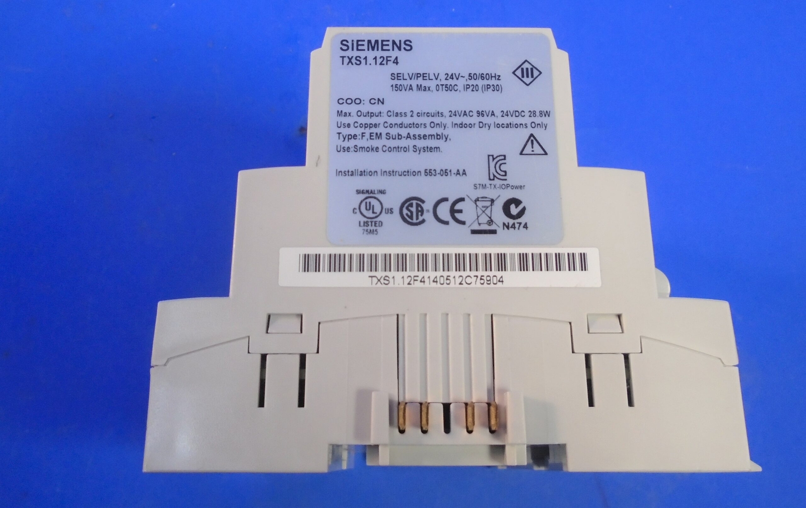 SIEMENS POWER SUPPLY MODULE AUTOMATION TXS1.12F4 24VDC 1200mA 4A FUSE ...