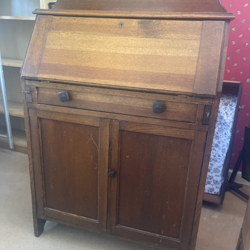 Antique Oak Writing Desk Narrow Bureau One Drawer | eBay UK