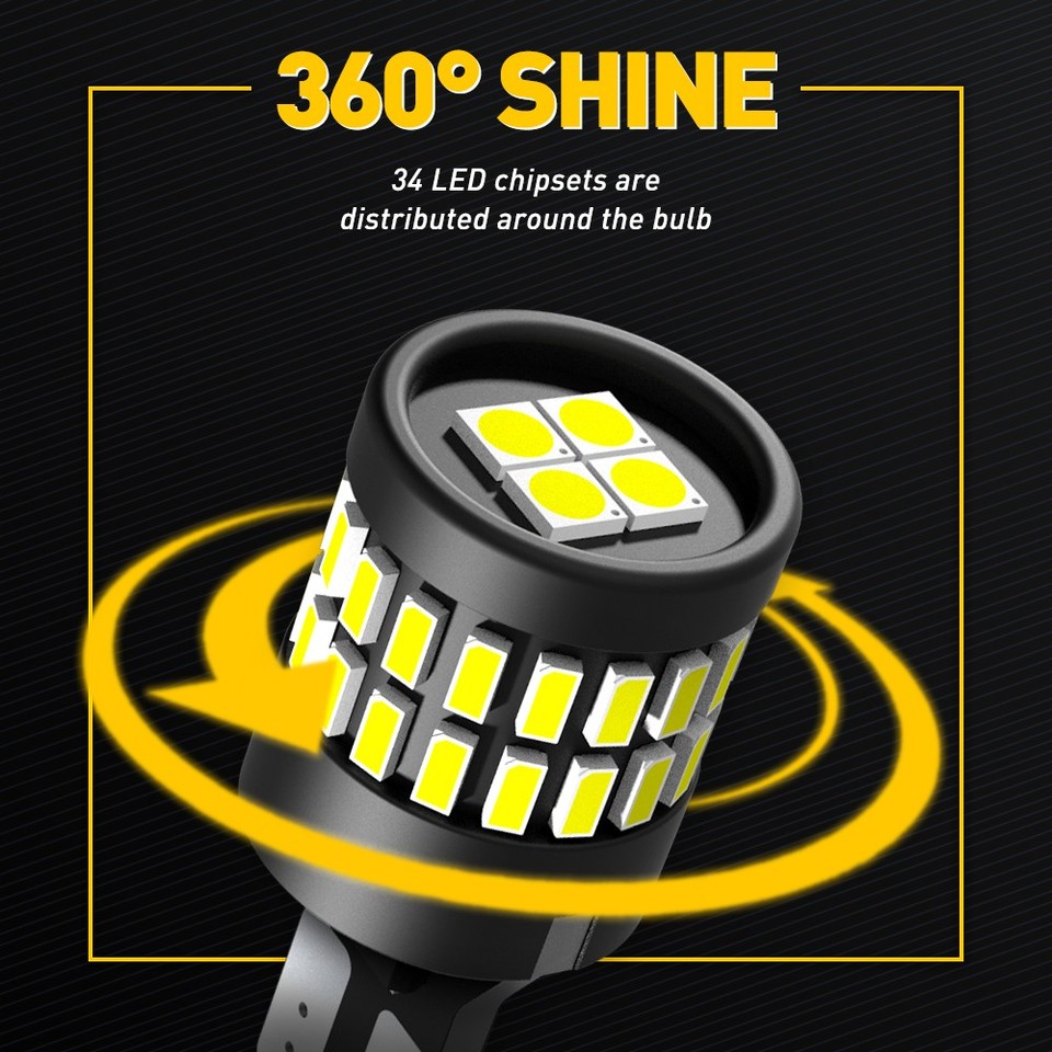 2Pcs T15 W16W Reverse 921 955 LED Car Light Bulbs 6000K White Canbus ...