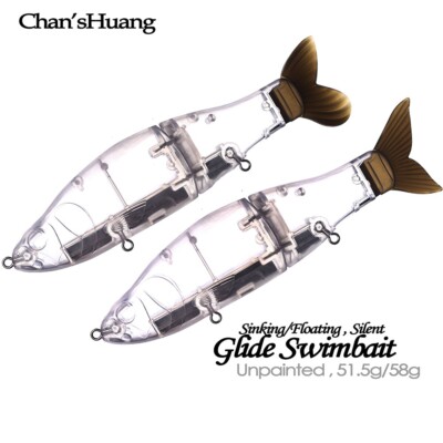 5PCS 165MM Glide Bait Soft Tail Slide Swimbait Unpainted Bait Blank ...