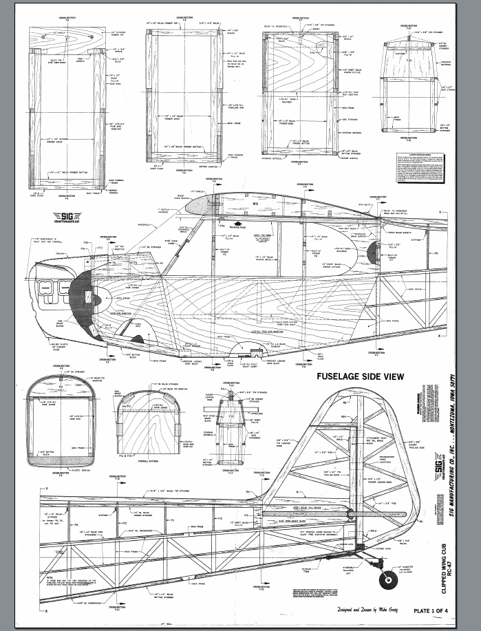 1/4 Scale Sig Clipped Wing Cub Giant Scale RC Printed Plans | eBay