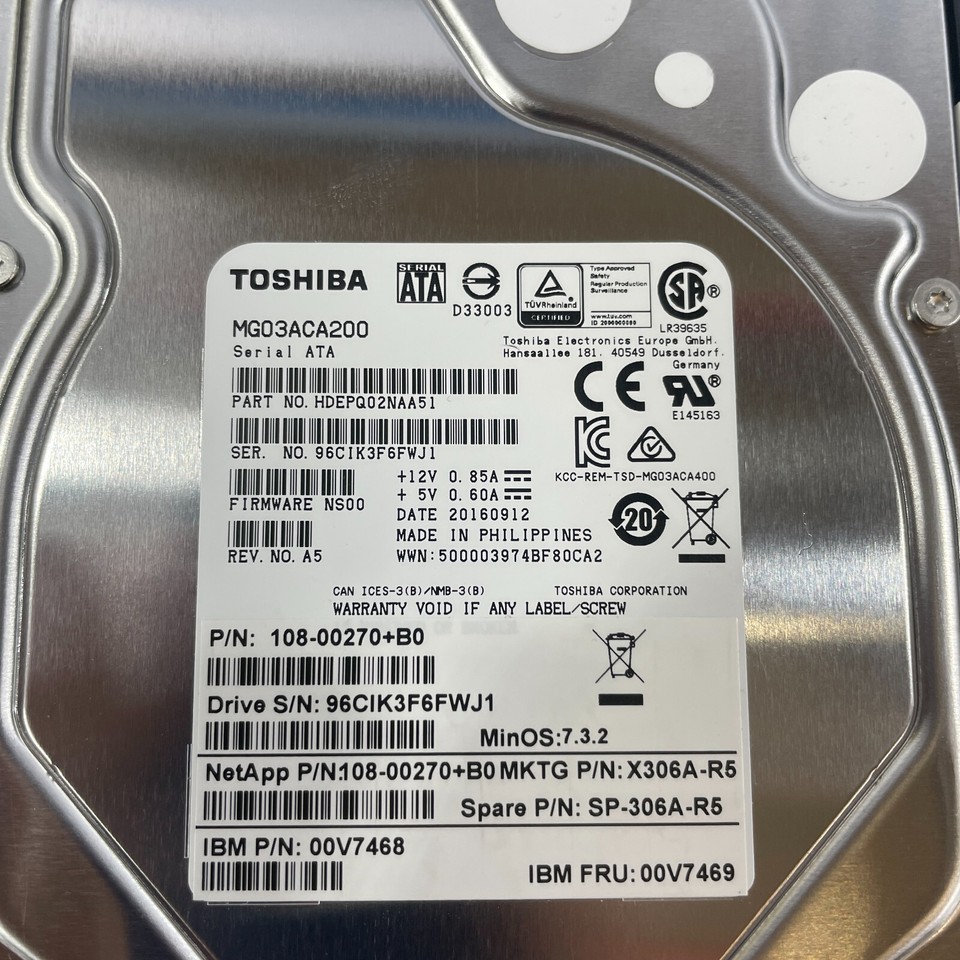 Lot of 4 - NetApp 2TB 7200RPM SATA 108-00270 SP-306A-R5 Hard Drive HDD ...