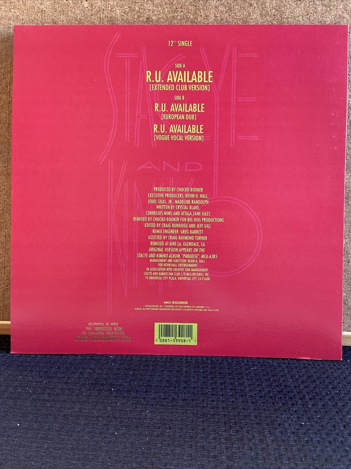 Stacye and Kimiko - R.U. Available - 12 Inch Single LP Vinyl Record ...