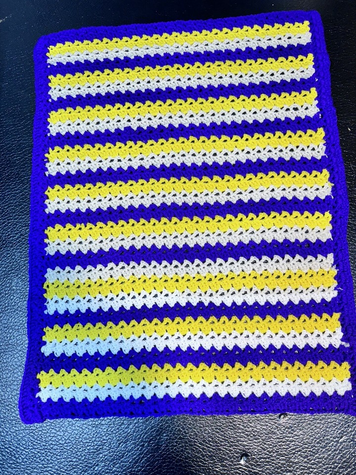 Vikings Color HANDMADE Crochet Baby Blanket Purple/white/Yellow 26" x ...