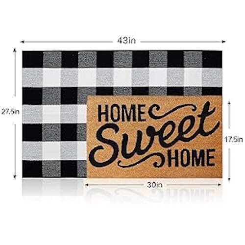 Buffalo Check Accent Layering Rug Front Door Mat Black White Checkered ...