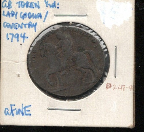 GB UK TOKEN: 1794 COVENTRY Halfpenny Token LADY GODIVA / Monument ...