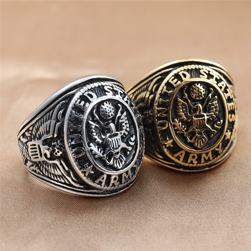 Vintage Military US Eagle Army Ring Stainless Steel US Army Biker Ring ...