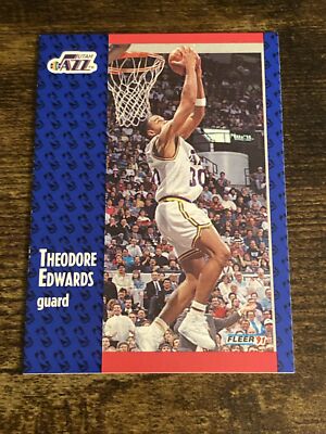 1991-92 Fleer Theodore Edwards Utah Jazz #199 S21* | eBay