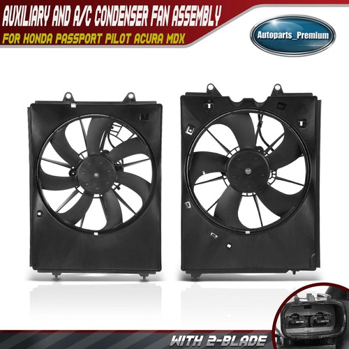 2x Left & Right Auxiliary and A/C Condenser Fan Assy for Honda Passport ...