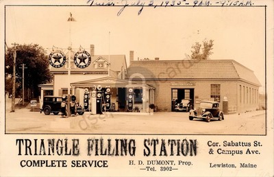 Lewiston ME Maine Triangle Gas Station Texaco 1930s RPPC Photo Postcard ...