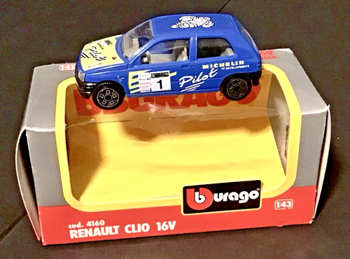 Burago 1/43 Diecast Renault Clio 16V Michelin Man Mr Bib Pilot Car NIB ...