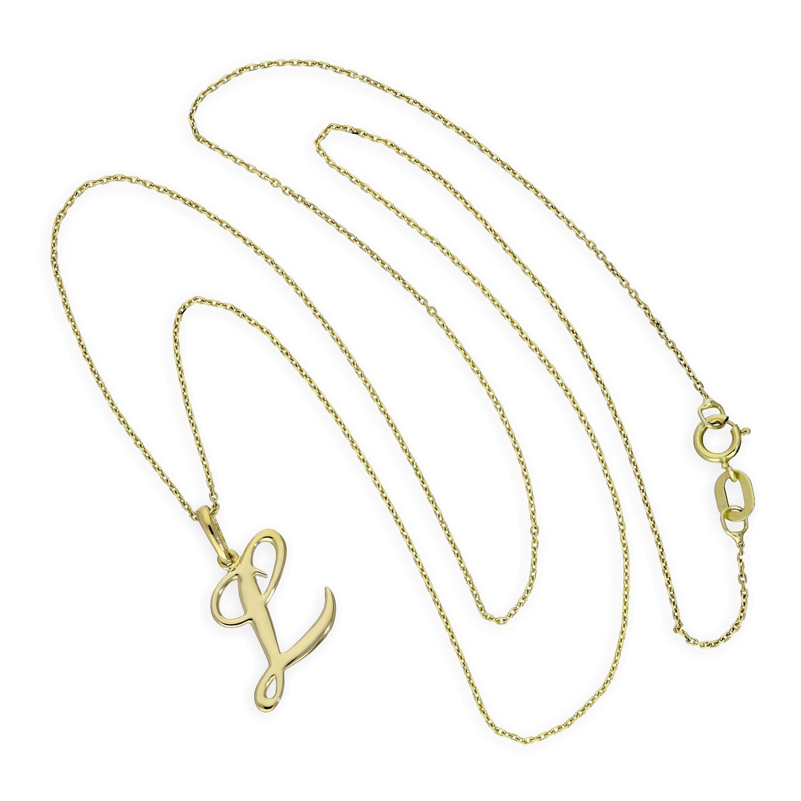 9ct Gold Fancy Calligraphy Script Letter L Necklace 16 - 20 Inches | eBay