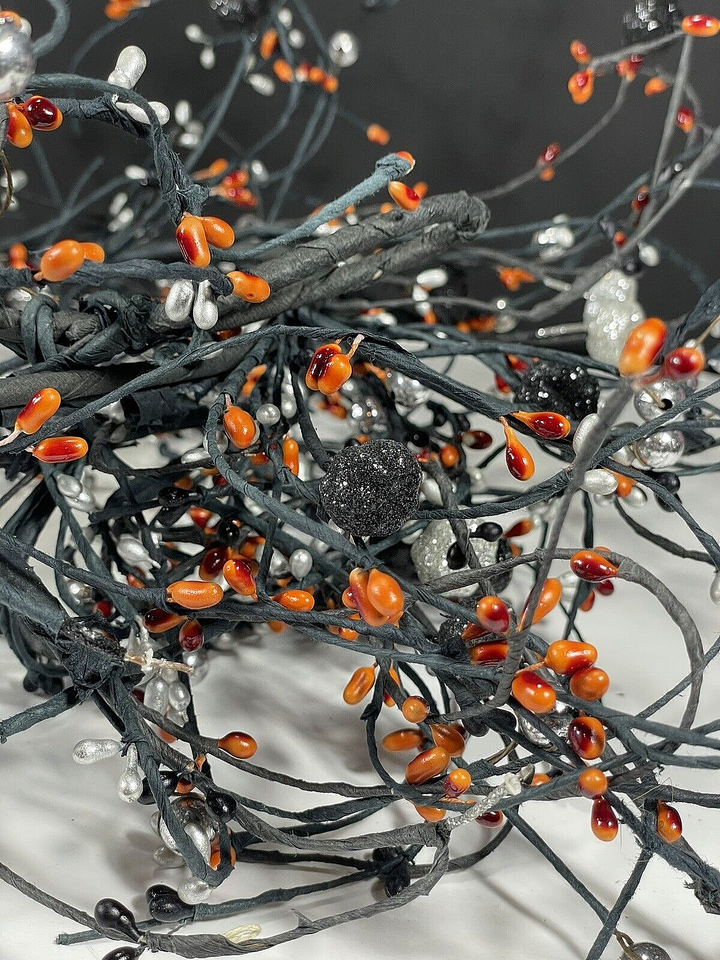 Eerie Alley Halloween Glitter Pumpkin Pip Berry Garland Swag Orange ...