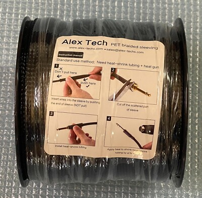 New 5 Packs Alex Tech Pet Braided Sleeving Alex Tech 100ft Black ...